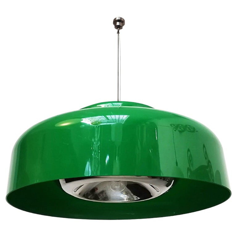 Italian Green Perspex and Chromed Steel Ceiling Lamp, 1970s For Sale at ...