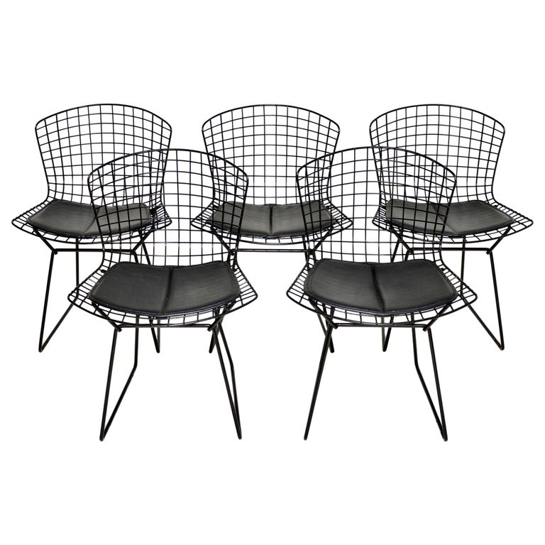 Set of 5 Vintage Harry Bertoia Wire Dining Chairs by Knoll at 1stDibs