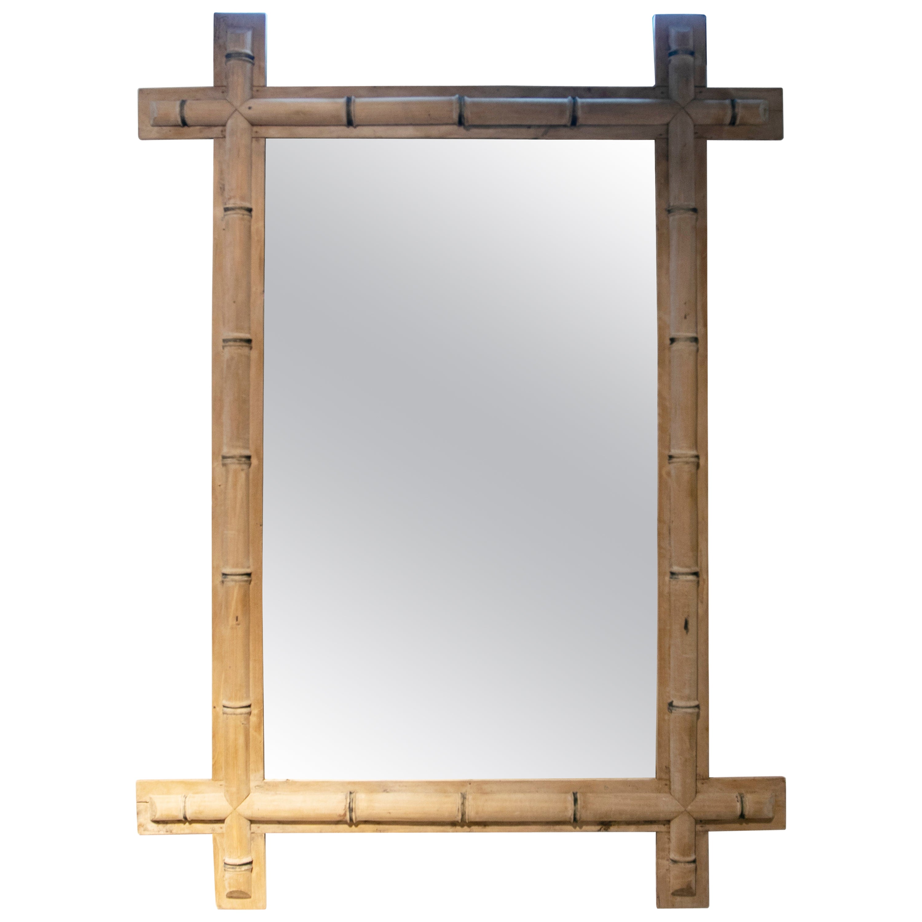 1970s Square Bamboo Wall Mirror at 1stDibs