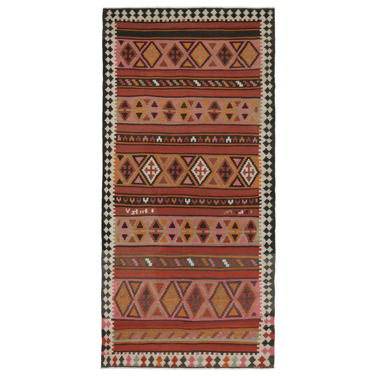 Vintage Shahsavan Persian Kilim in Polychromatic Geometric Pattern ...