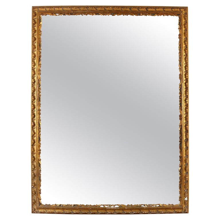Large Giltwood European Rectangular Mirror For Sale at 1stDibs