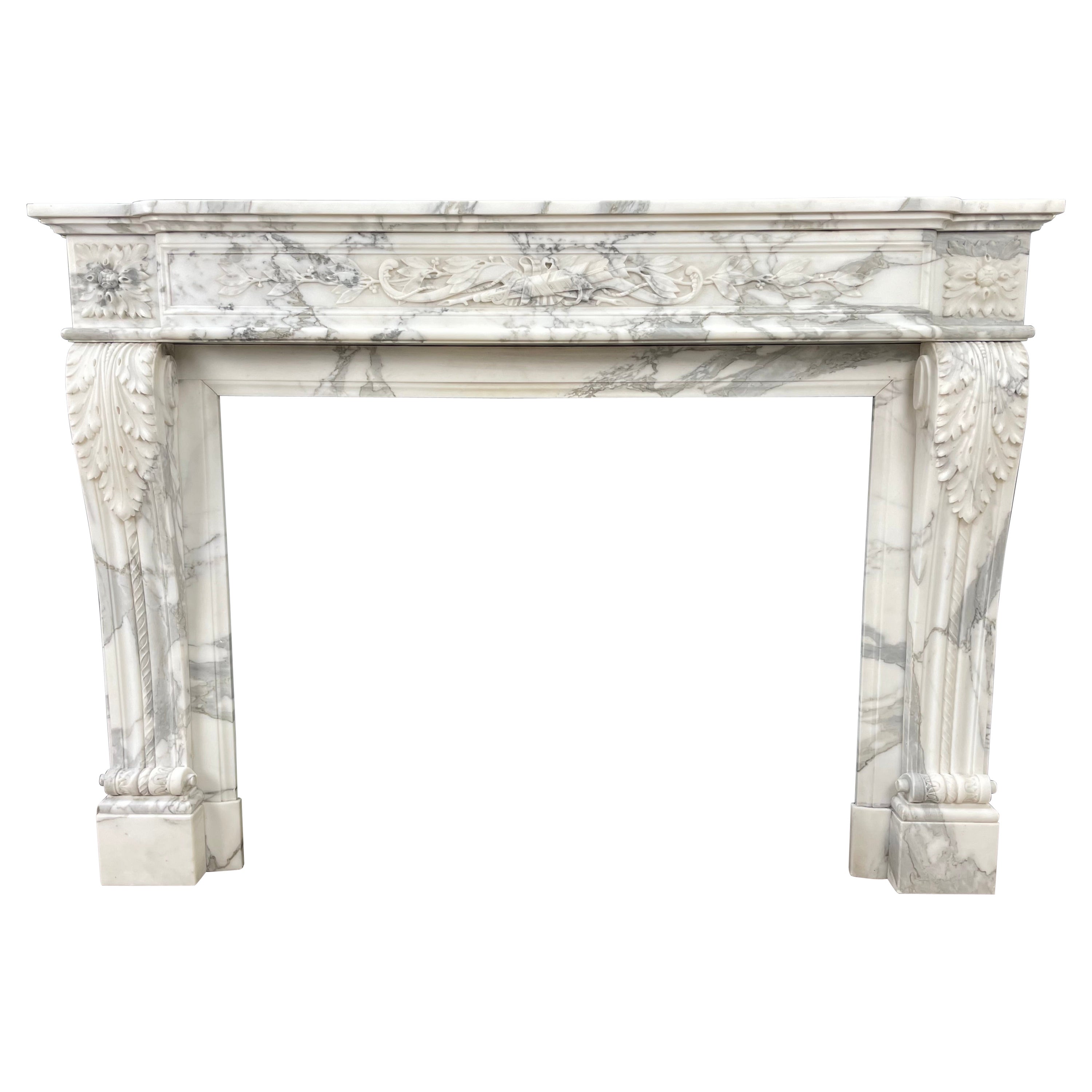 Antique White Marble Fireplace Surround For Sale at 1stDibs