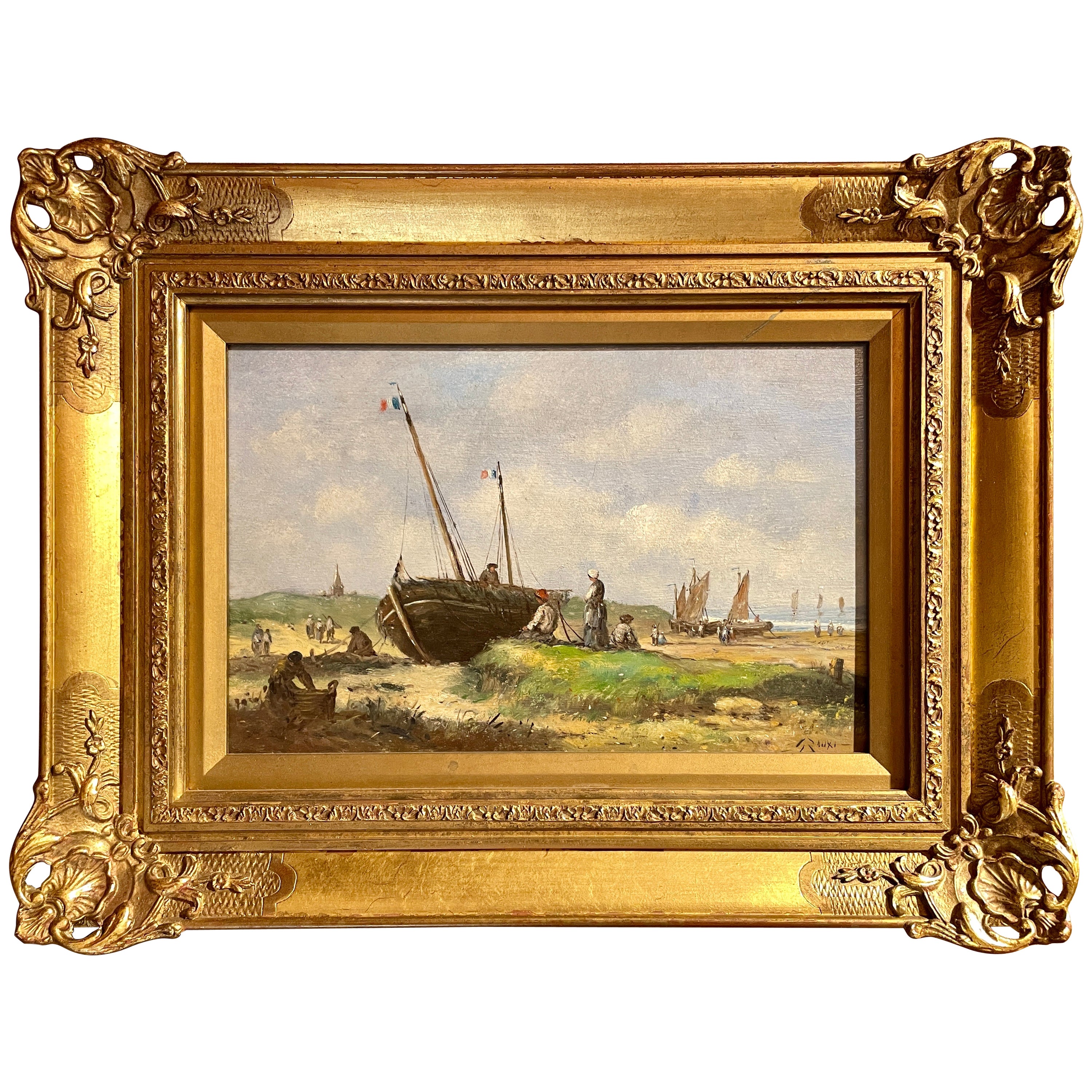 Jules Gustave Leroy Oil on Panel Three Cats and a Ball of Wool circa ...