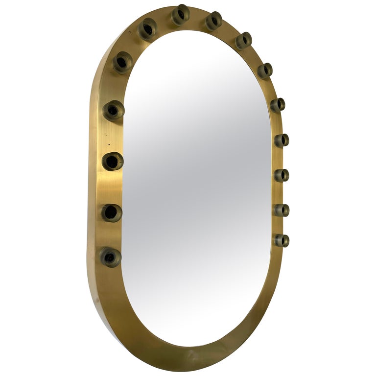 Brass Mirror Glass Cabochon Decor, Italy, 1990s For Sale at 1stDibs