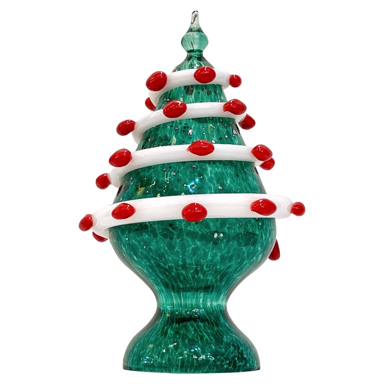 Bespoke Italian Modern Green White Murano Swirl Glass Christmas Tree ...