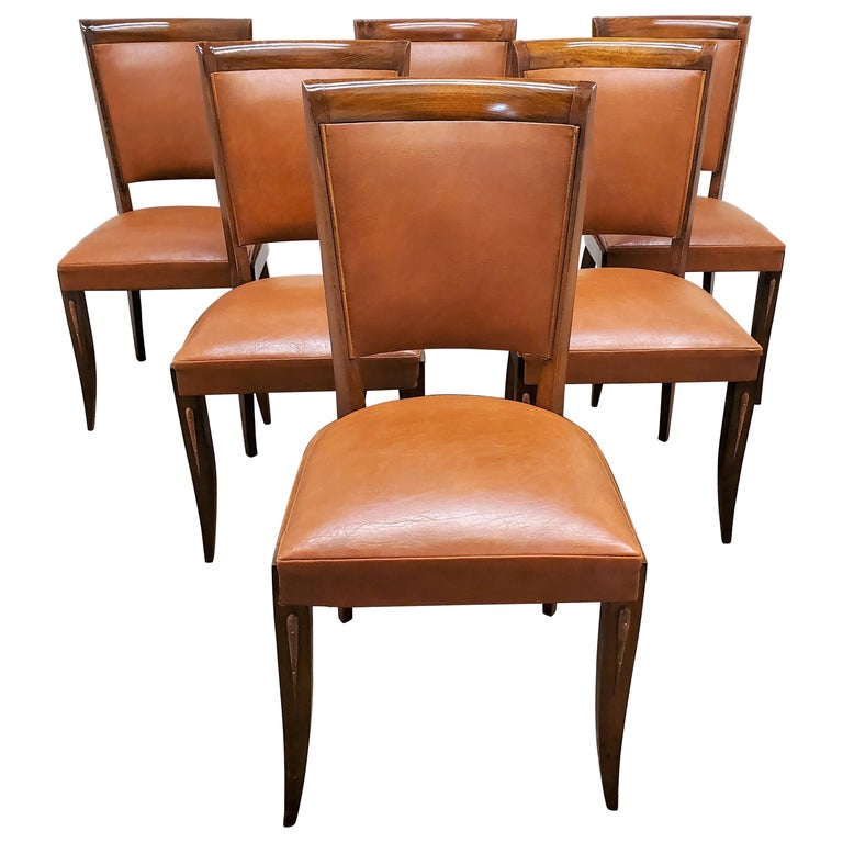 Set of six original Mid 20th Century French chairs w/ copper mounts For ...