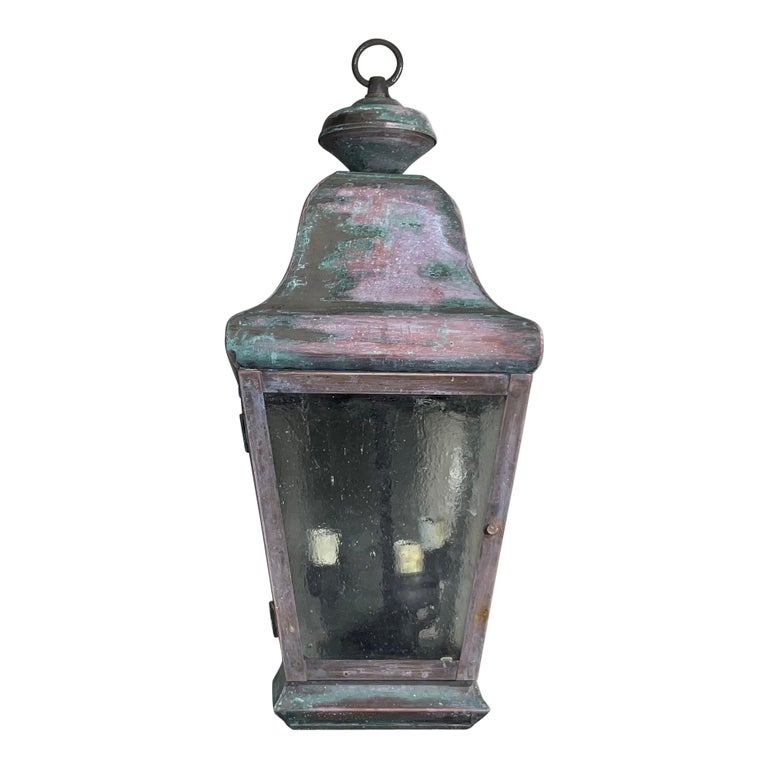 Single Vintage Handcrafted Wall-Mounted Brass Lantern For Sale at 1stDibs