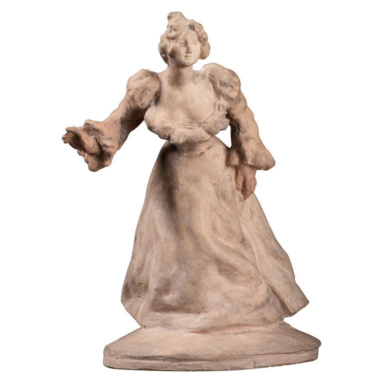 Louis Dejean (1872-1953) : "Elégante"- Epreuve en Terre Cuite Patinée ...