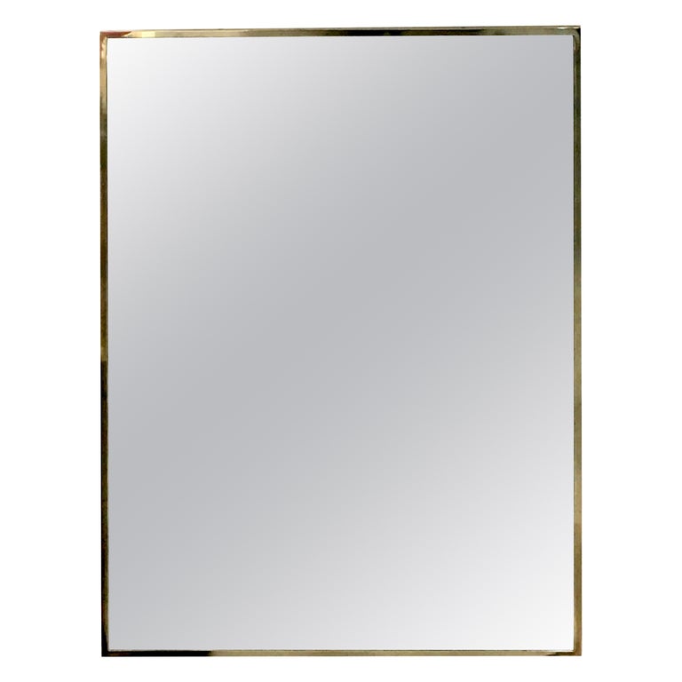 Rectangular Brass Wall Mirror, Italy 1960s For Sale at 1stDibs