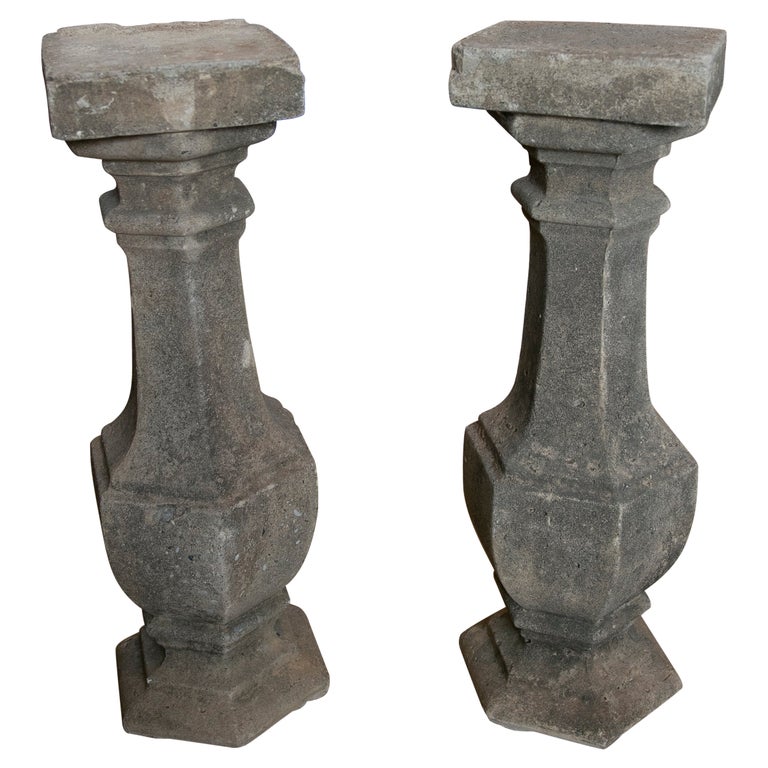 19th Century Spanish Pair of Stone Balusters For Sale at 1stDibs