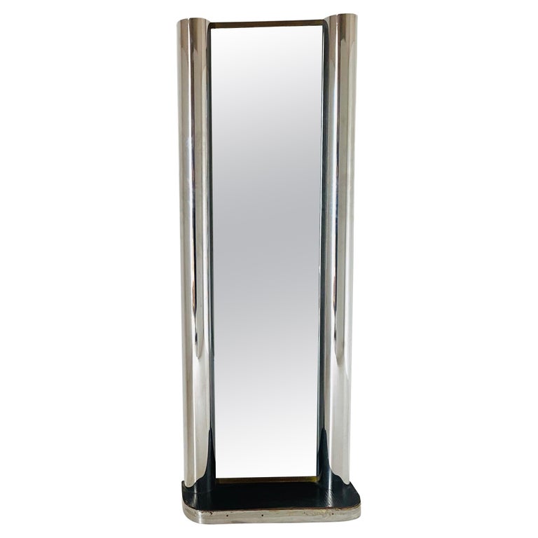 Vintage Chromed Floor Mirror, Italy, 1970s at 1stDibs