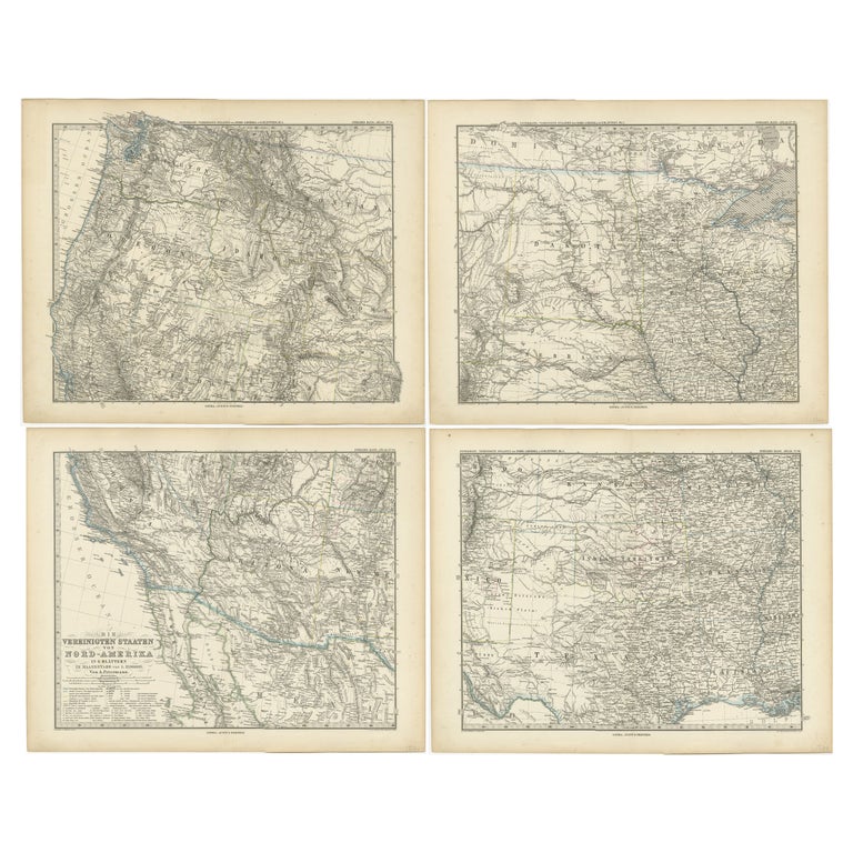 Set of 4 Antique Maps of part of the United States of America For Sale ...
