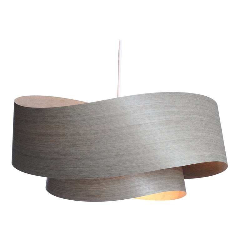 FLOW Grande Mid-Century Modern Gray Tay Wood 33" Chandelier Pendant For ...