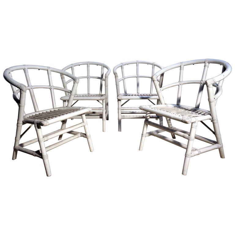 White Lacquered Rattan Armchairs by Willow and Reed Tommi Parzinger For ...