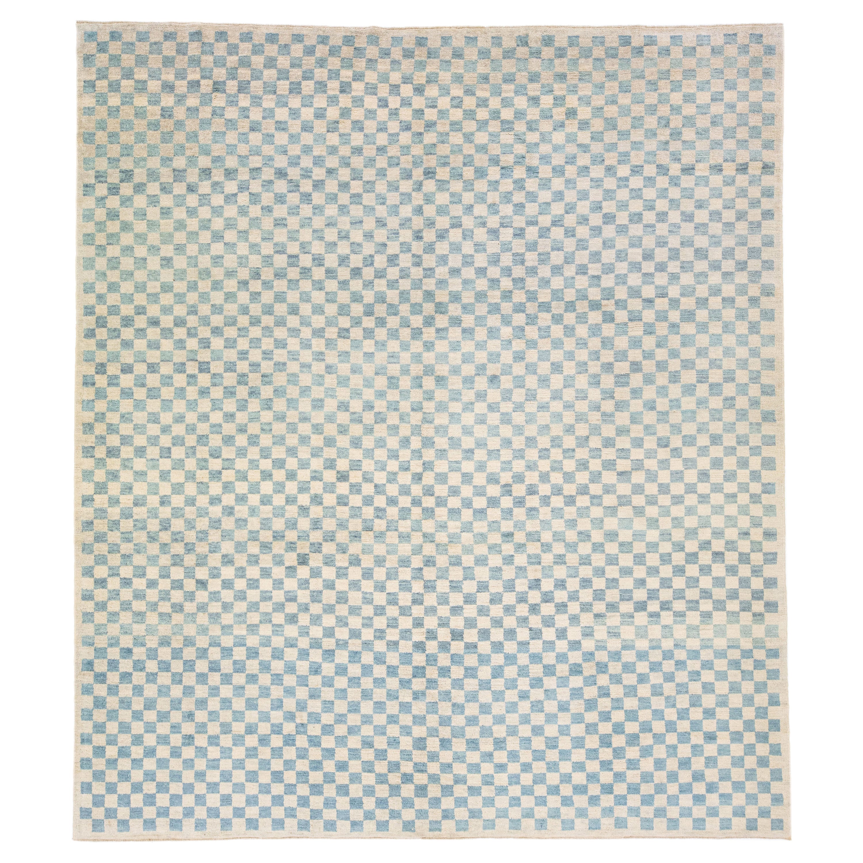 Grey Checkered Rug For Sale at 1stDibs | grey plaid rug, gray checkered ...