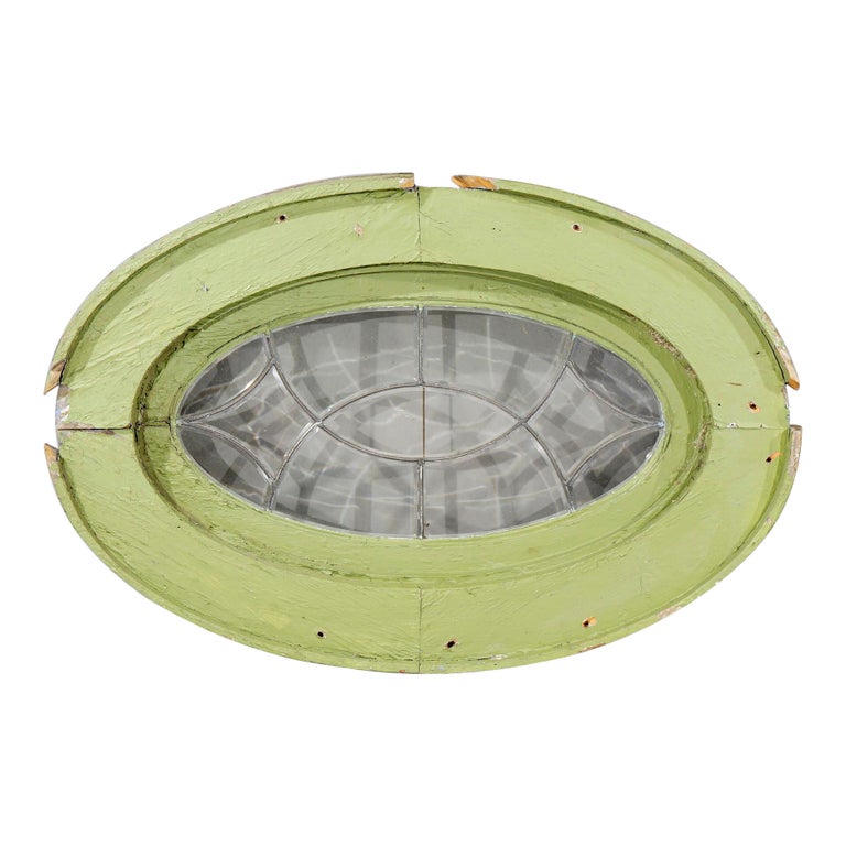 Antique Oval Leaded Beveled Glass Transom Window Circa 1900 For Sale at ...
