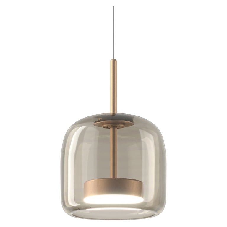 Vistosi Jube Pendant Light 1P in Smoky Transparent with Matt Gold ...