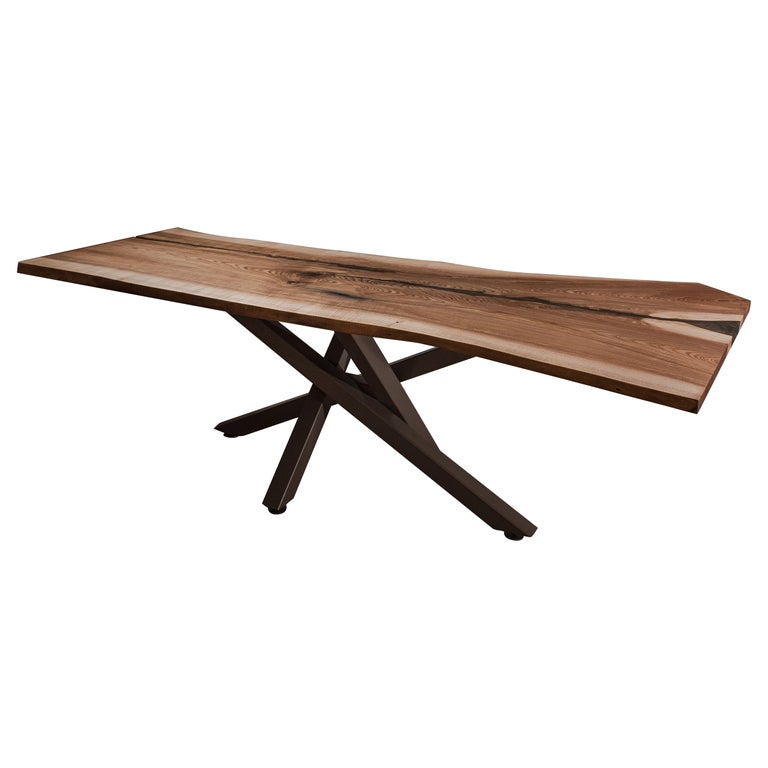 Modern Live Edge Siberian Elm Dining Table For Sale at 1stDibs