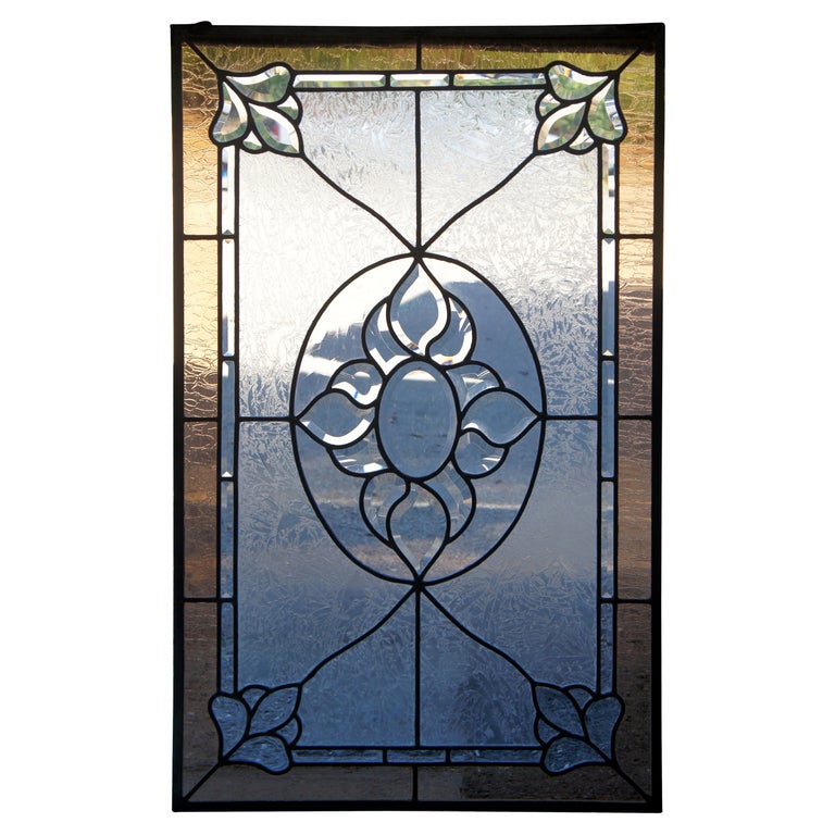 Vintage Clear Amber Leaded Stained Beveled Textured Glass Hanging ...