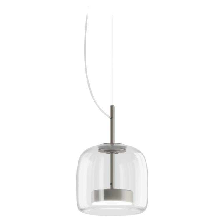 Vistosi Jube Pendant Light S in Crystal Transparent with Matt Steel ...