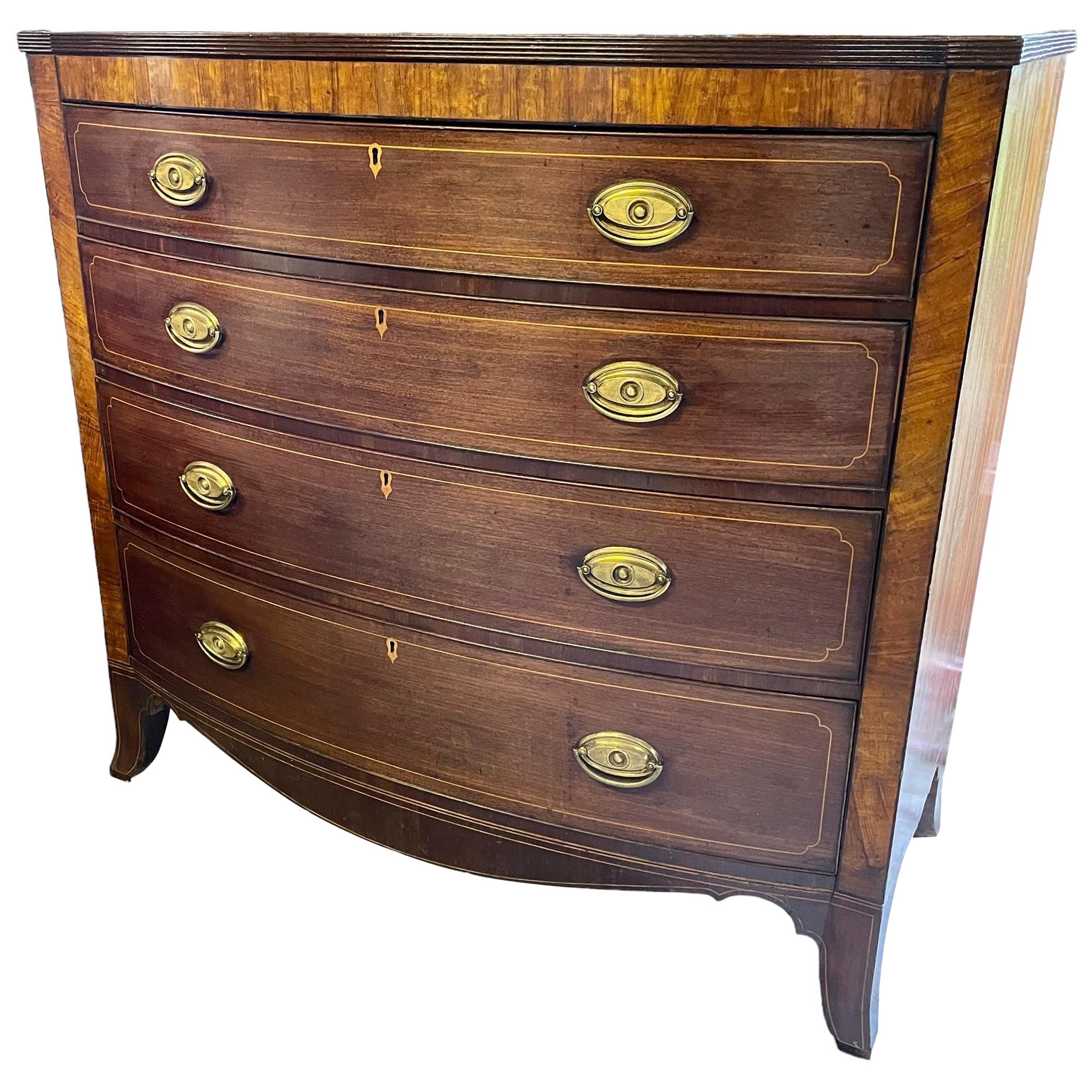 Foliate Carved Mahogany Wood Bowed Chest of Drawers at 1stDibs ...