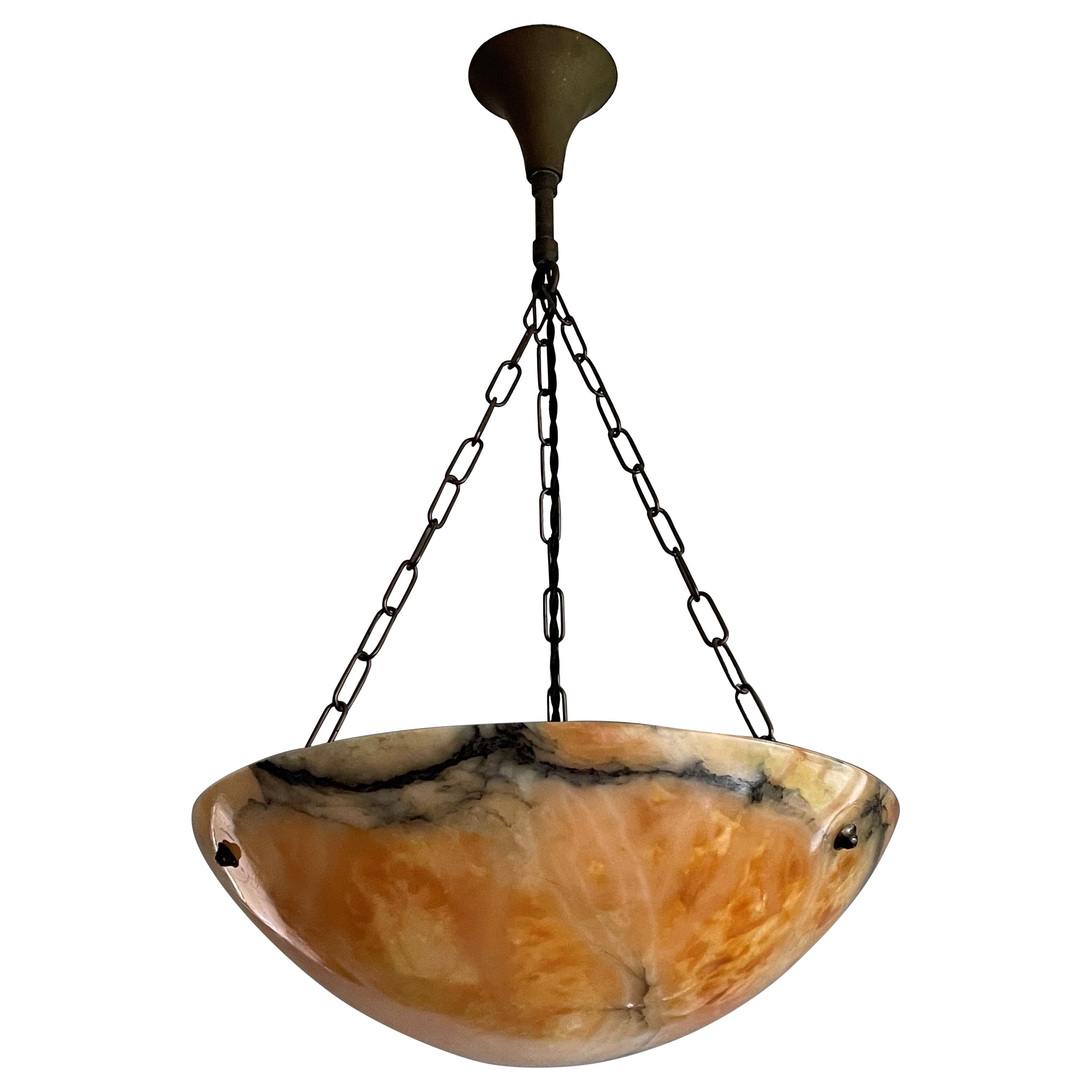 Large and Unique Antique Alabaster Pendant Light / Top Quality and Mint ...