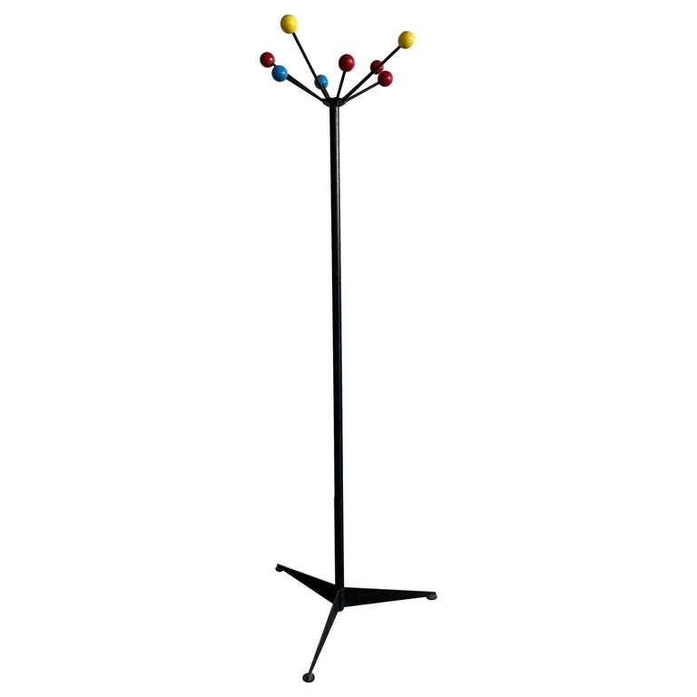 Black Metal Coat Stand with Colored Wooden Balls For Sale at 1stDibs