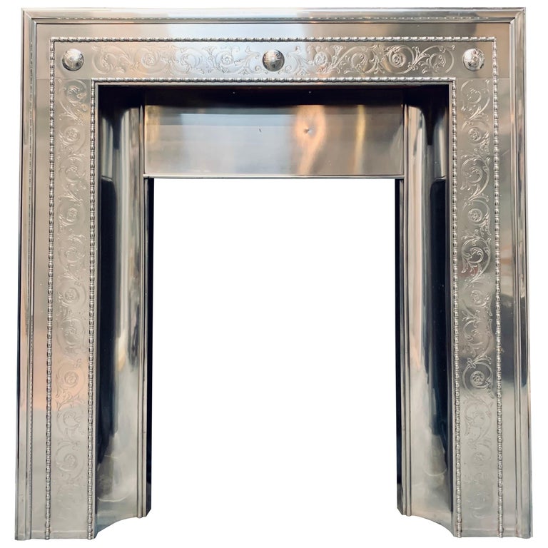 19th Century Victorian Polished Steel Fireplace Insert For Sale at 1stDibs