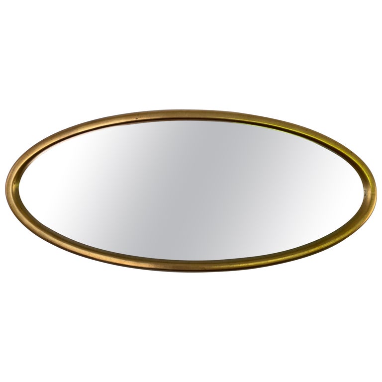 Early Mid Century Oval Mirror with Gilt Frame For Sale at 1stDibs
