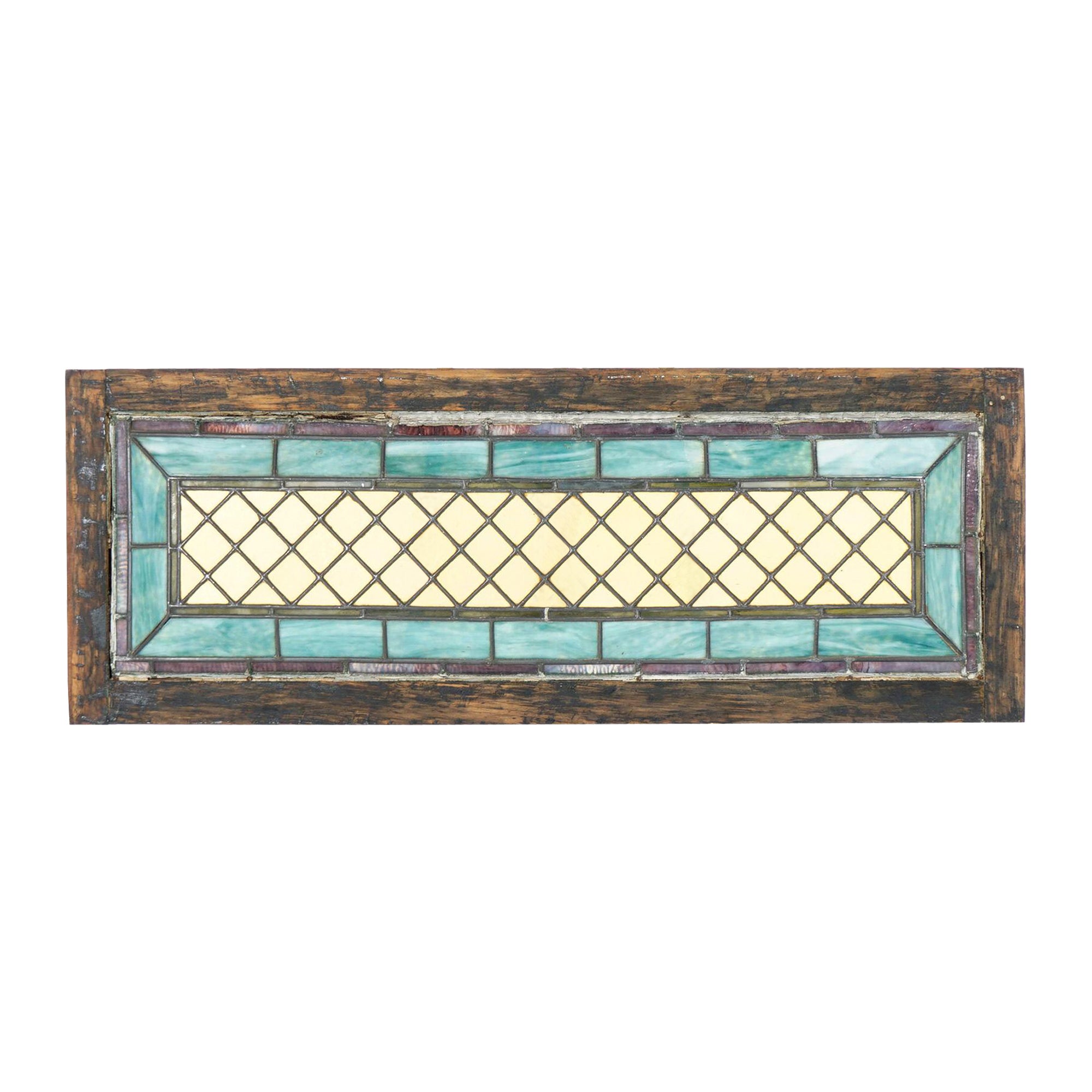 Architectural Leaded Stained and Jewelled Glass Window, Laurel Wreath ...