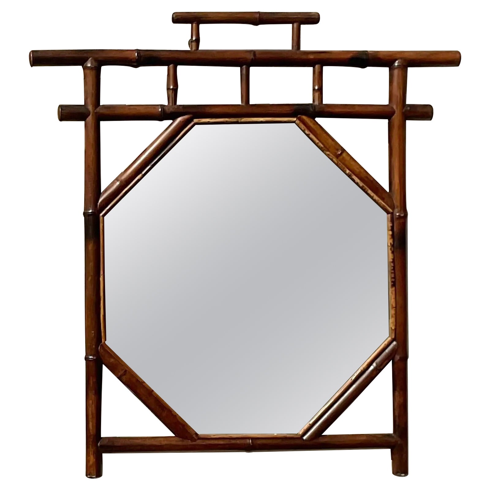 Vintage Coastal 5 Strand Rattan Mirror at 1stDibs