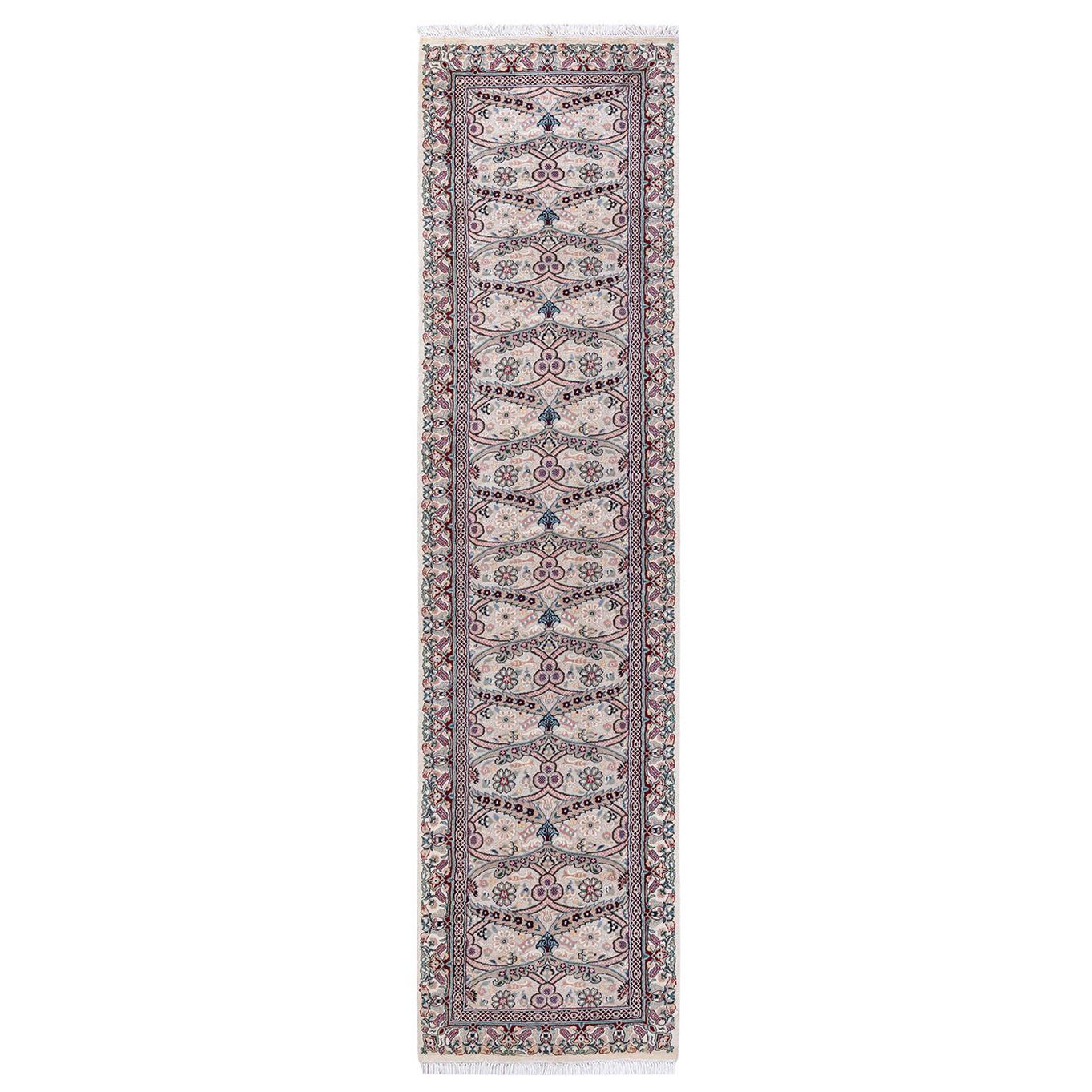 One of a Kind Hand Knotted Traditional Oriental Mogul Ivory Runner Area ...