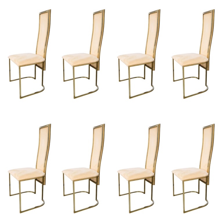 Hollywood Regency Design Set of 8 Dining Chairs by Belgo Chrom, 1970's ...