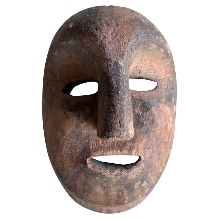 Antique Carved Wooden Tribal Mask with Original Painting, Borneo For ...