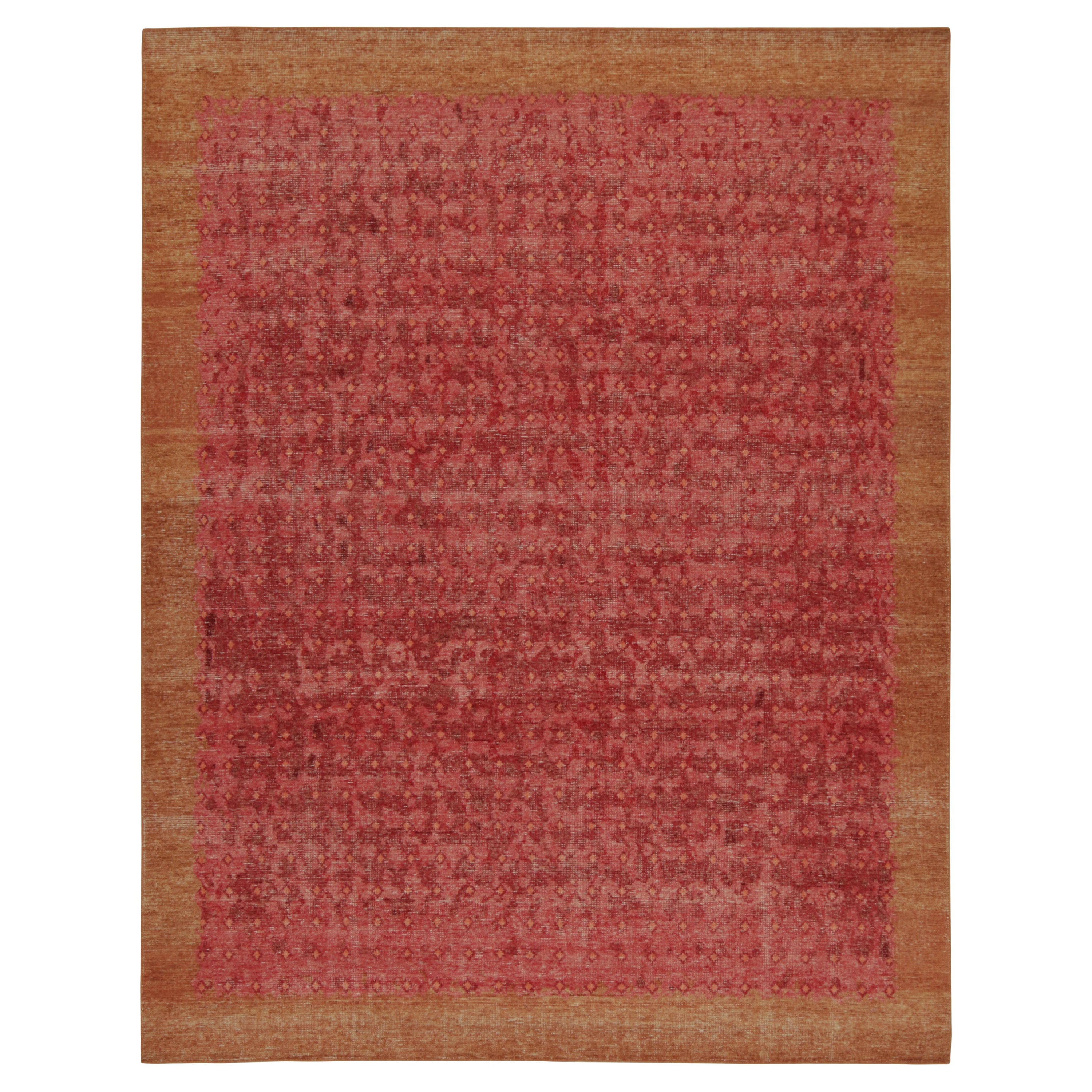 Rug and Kilim’s Distressed style Transitional rug in Red Geometric ...