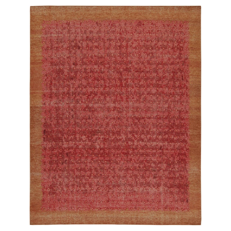 Rug and Kilim’s Distressed Style Transitional Rug in Red Geometric ...