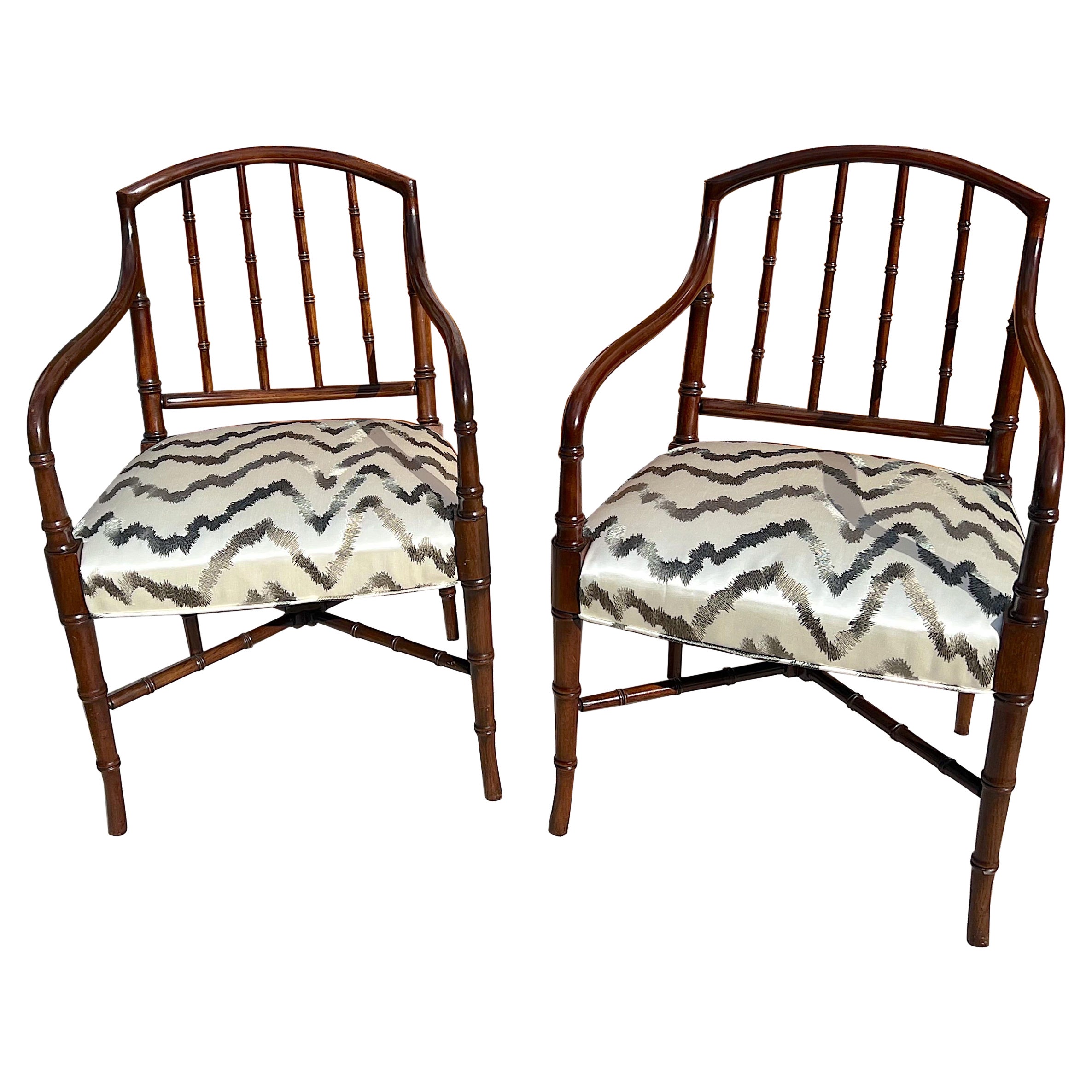 Pair of Modern Lacquered Arm Chairs by Hickory at 1stDibs