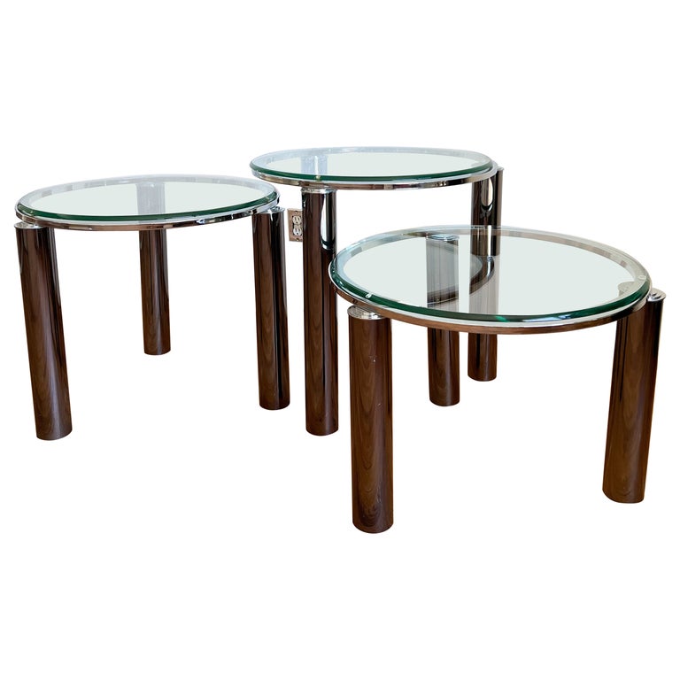 Space-Age Tubular Chrome Swivel Nesting Tables, Set of 3 For Sale at ...