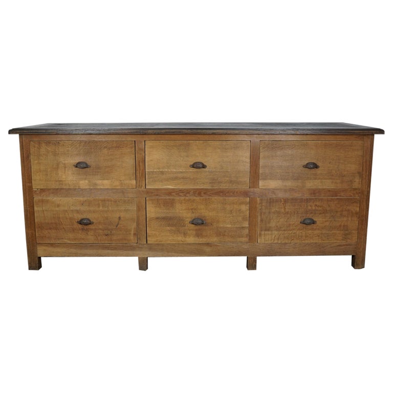 Antique French Oak Rustic Bank of Drawers or Shop Counter, Circa 1900 ...