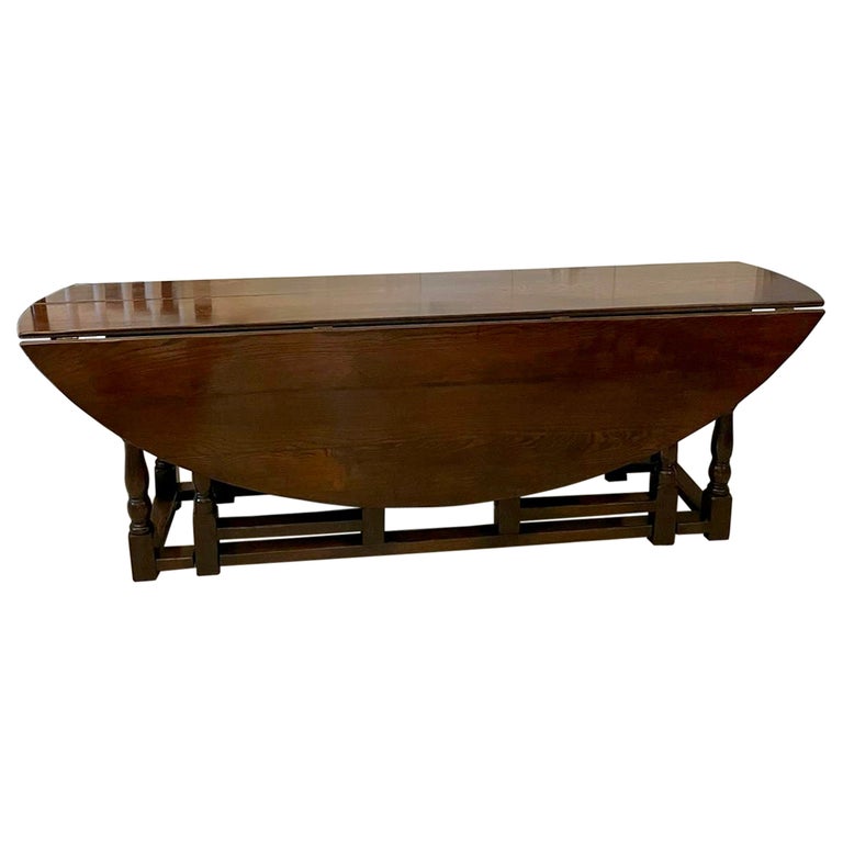 Large Antique Quality Oak Gateleg Dining Table For Sale at 1stDibs