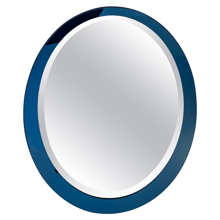Mid-Century Modern Blue Oval Glass Wall Mirror, Italy 1970s For Sale at ...