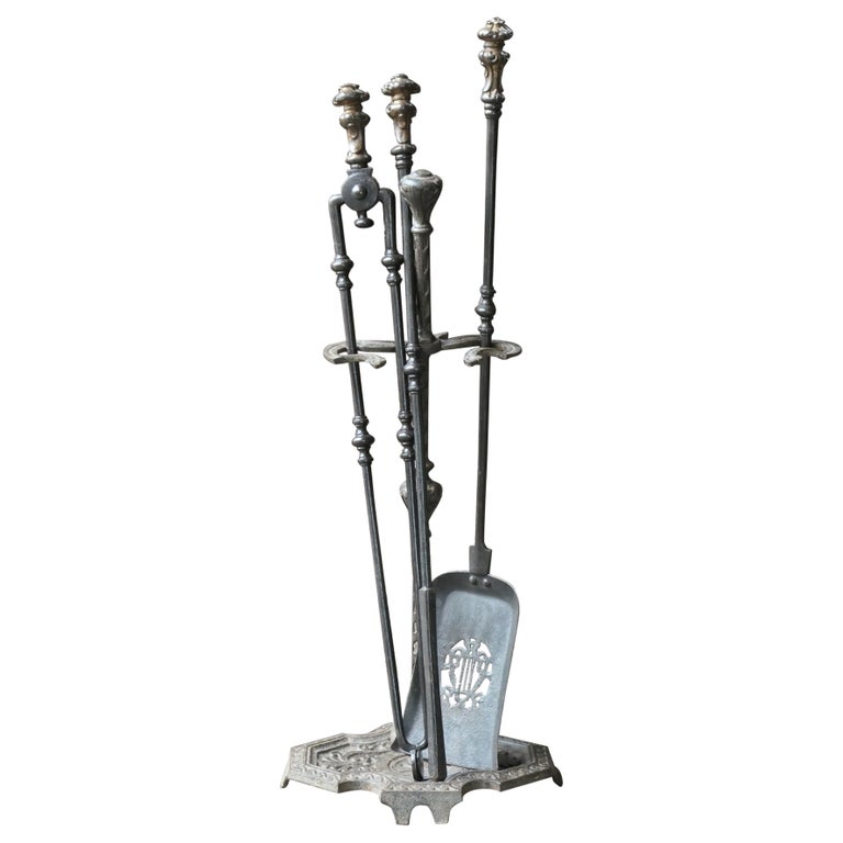 Large English Victorian Period Fireplace Tools, 19th C For Sale at 1stDibs