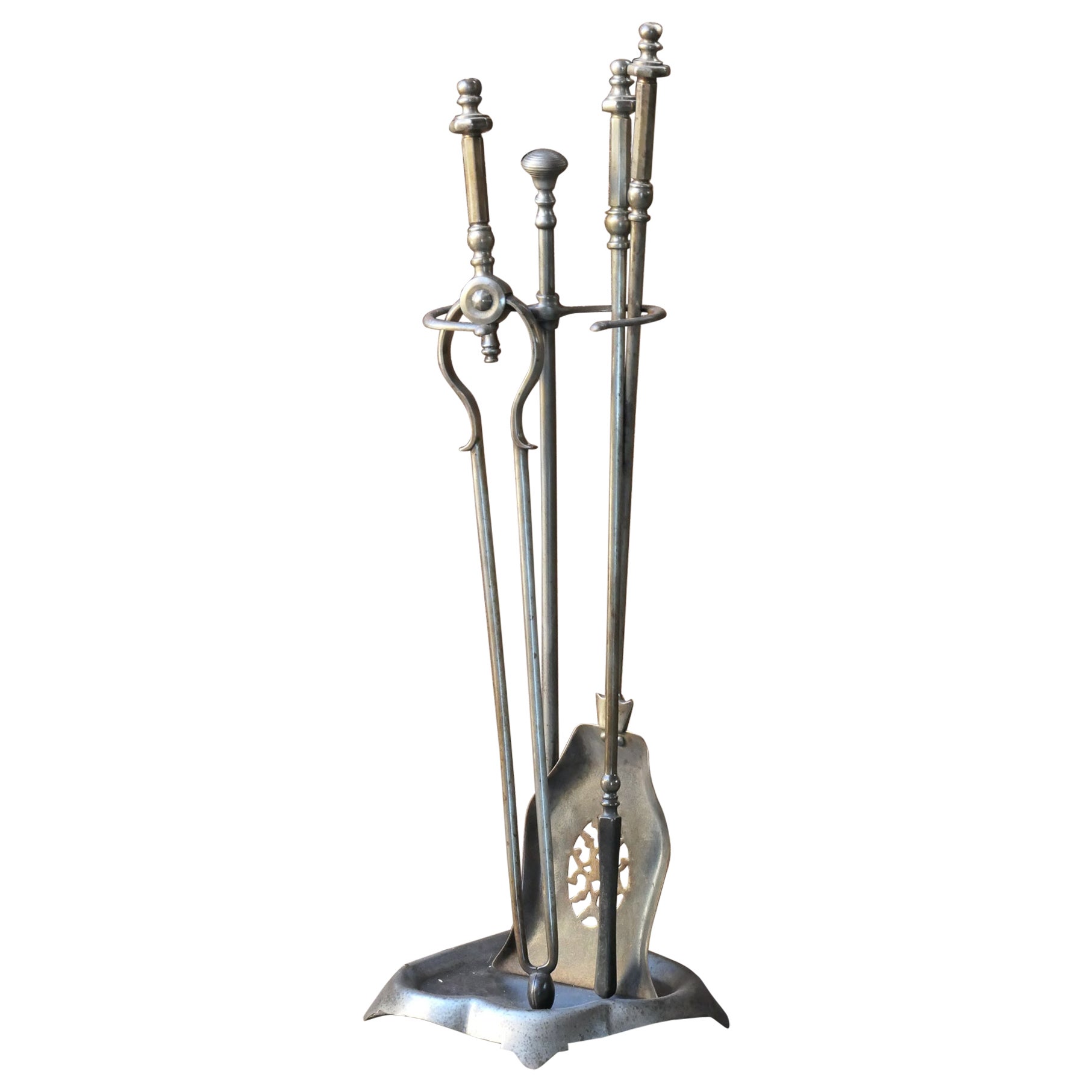 Large 18/19th C. English Polished Steel Georgian Fire Companion Set For ...