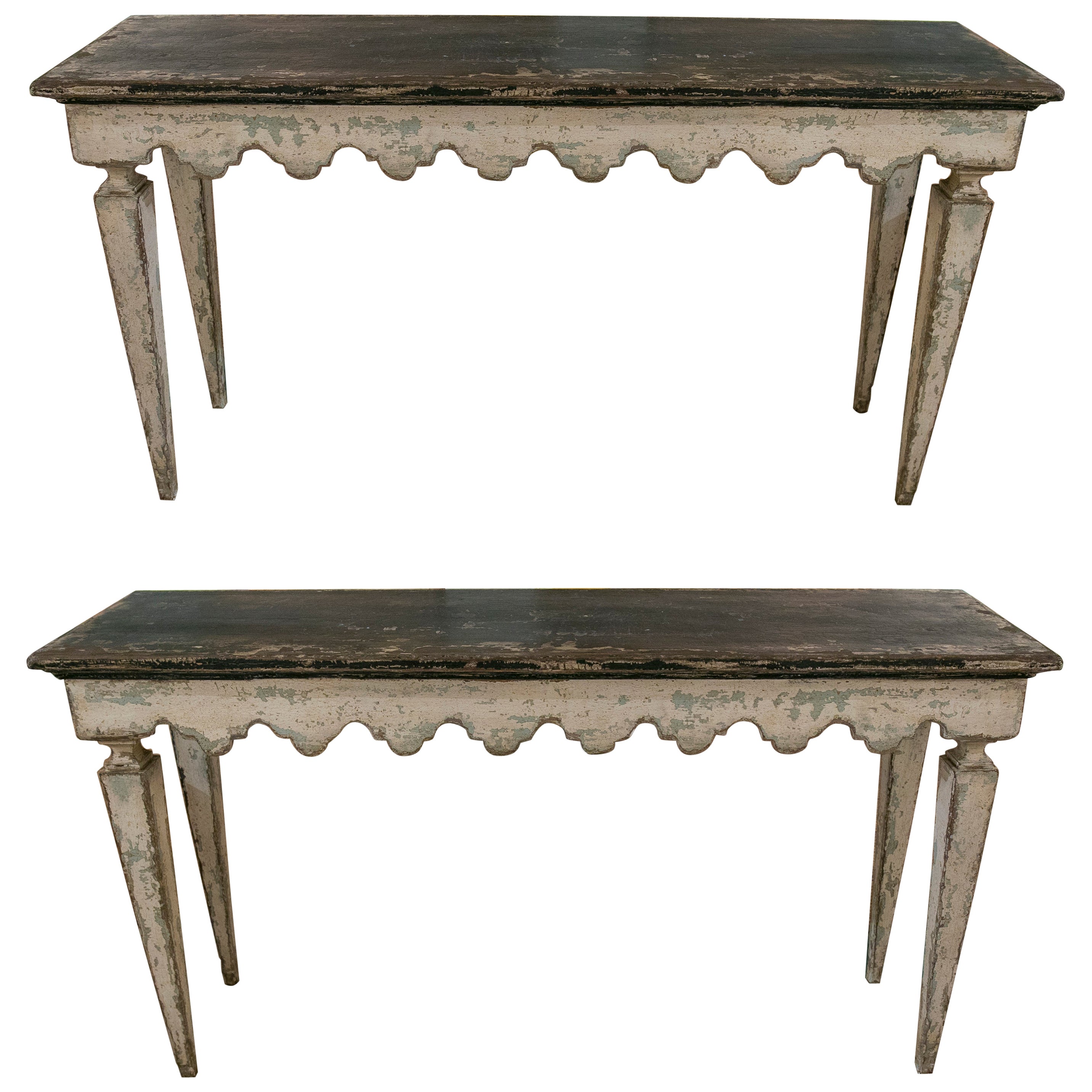 Pair of Our Custom Carved and Custom Painted Greek Key Consoles Zebra ...