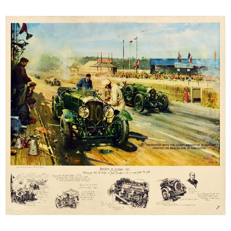 Original Vintage Motorsport Poster Bentleys At Le Mans Classic Racing ...