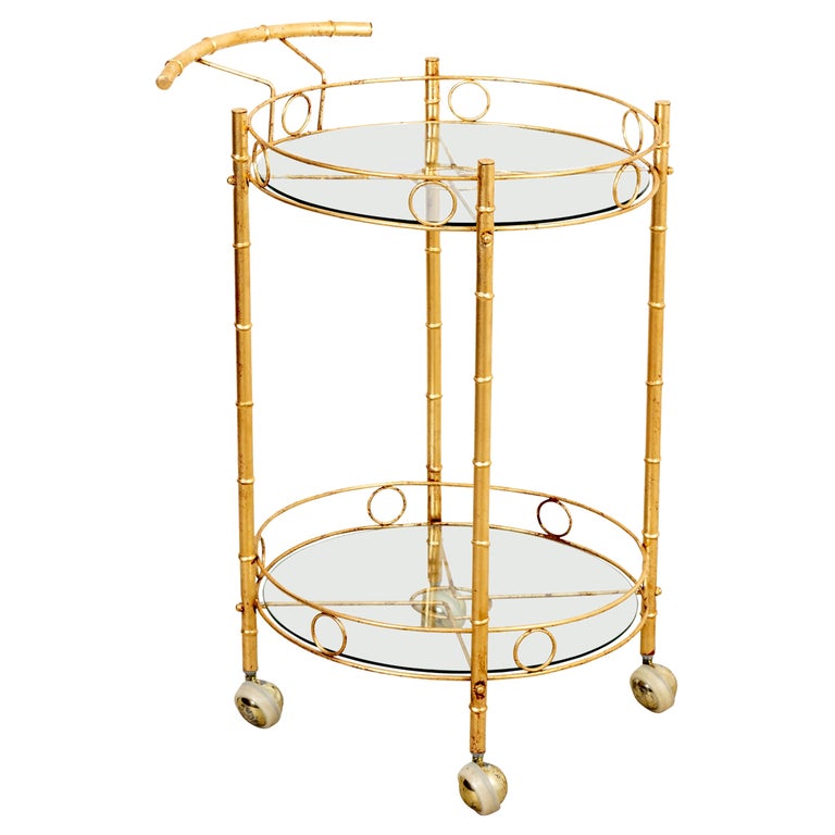 Hollywood Regency Faux Bamboo Drink Cart For Sale at 1stDibs