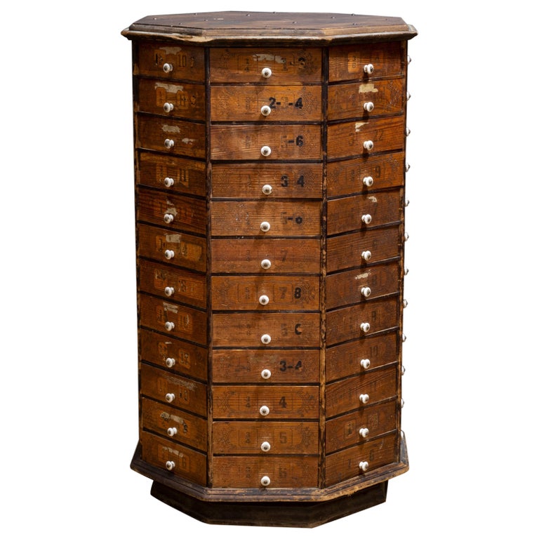 Antique Rotating Hardware Store Screw and Bolt Cabinet c.1900 at 1stDibs
