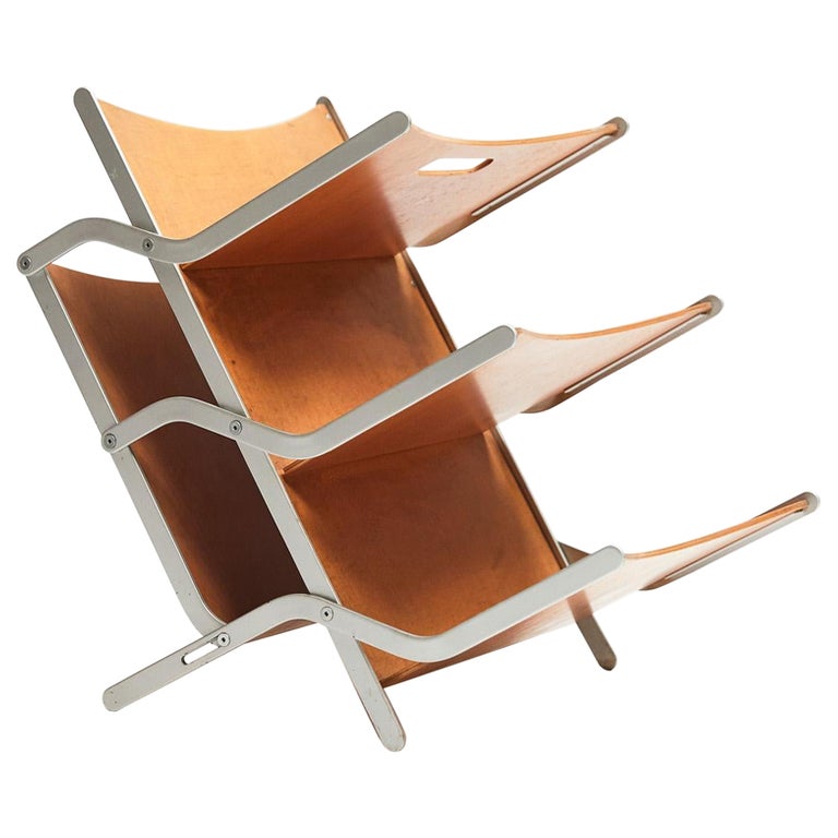 Orange Midcentury Modern Magazine Rack in Wood and Steel, Iron Brazil ...