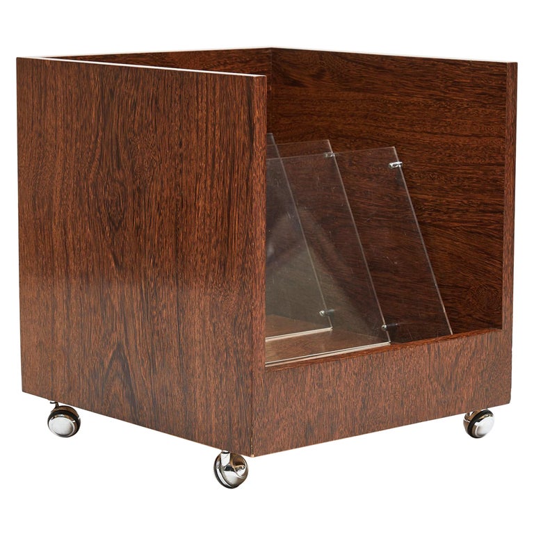 Mid-Century Magazine and LP Cart in Wood, Acrylic and Steel, Brazil ...