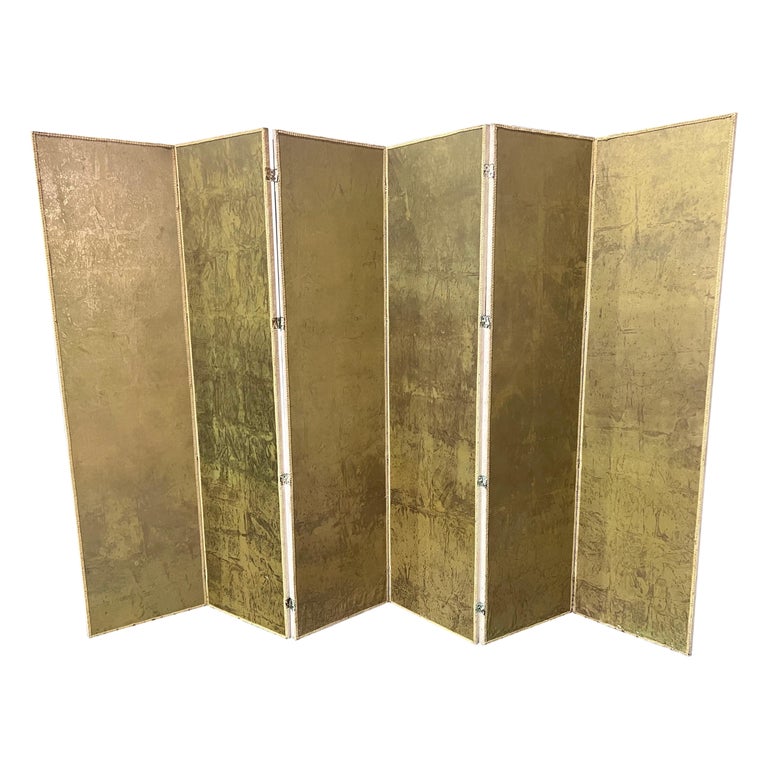 Midcentury 6 Panel Gold and Silver Leaf Tea Paper Screen For Sale at ...